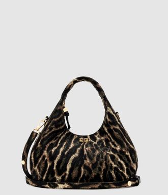 Ganni Sac Hobo Mini Metallic Cloque Antique Bronze