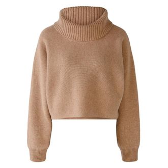 Oui Femme, Pulls, Brun, Taille: 42 FR Cropped Turtleneck Sweater