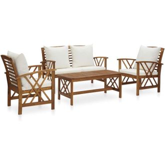 vidaXL Vidaxl - Salon de jardin 4 pcs avec coussins Bois dacacia solide