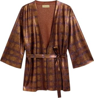 Momoni Femme, Pulls, Brun, Taille: 40 FR Chama Kimono Cardigan