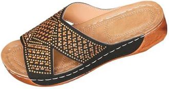 Generic Sandales compens&eacute;es confortables &agrave; enfiler pour femme - Bout ouvert - Respirantes - &Eacute;l&eacute;gantes - D&eacute;contract&eacute;es - Polyvalentes - Classiques - Pour l&eacute;t&eacute;,