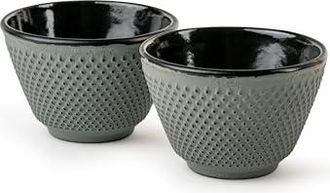 Bredemeijer gusseiserne emaillierte Teebecher 2-teilig - kleine Gussbecher hellgrün mit je 100 ml Fassungsvermögen