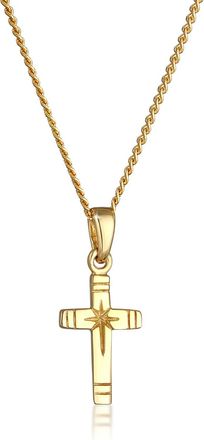 Elli Halsketten - Halskette Kreuz Anhänger Religion Panzerkette 585e - Gr. unisize - in Gold - für Damen