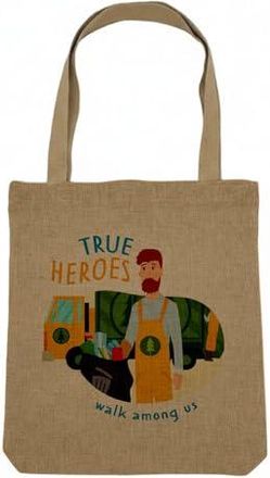 Fabulous Sac Shopping Tote Bag Aspect Lin - True Heroes - Garbage Man Environment Job Heroes Sac de Courses Toile Epaisse 360g Beige Naturel Cabas Port&eacute; Epaule