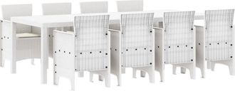 vidaXL Garten Essgruppe 9 pcs Hellgrau Polt Rattan Vidaxl