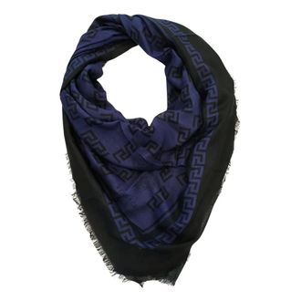 Versace Femme, Accessoires, Bleu, Taille: ONE Size Foulard Stola Pashmina Ch&acirc;le