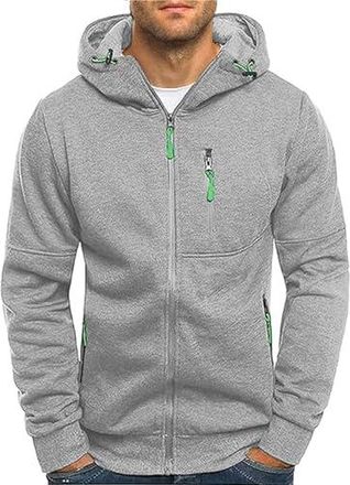 Generic Sweat à Capuche décontracté pour Homme, Poches zippées, Fermeture éclair intégrale, Veste de Sport légère, Sweat à Capuche zippé pour Homme, vêtement 