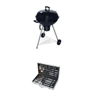 Sweeek Sweeek - Barbecue charbon de bois Georges + mallette dustensiles 18 accessoires