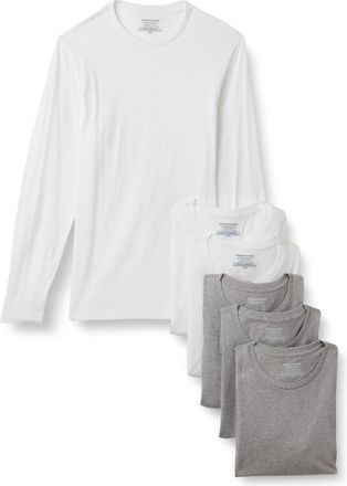 Amazon Essentials Herren Rundhals-Unterhemden aus Baumwolle, vielseitige Soft Basics, Mittelgrau Meliert/Wei&szlig;, XXL