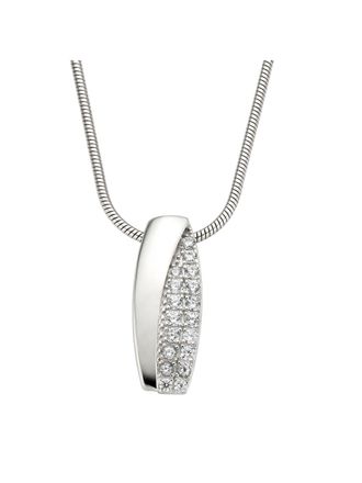 Zeeme Silber Halskette Silber 925 rhodiniert mit Zirkonia wei&szlig;