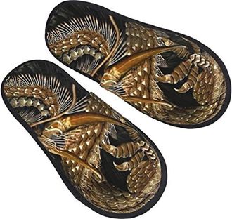 Generic Chaussons Femme Homme Dragon Brun Dor&eacute; Maison Pantoufles Peluche Pantoufles En Peluche Antid&eacute;rapant Chaud Chaussons Pour Ext&eacute;rieur H&ocirc;tel Voyager L