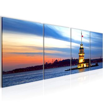 Runa Art Bilder Set 4 Teilig Istanbul T&uuml;rkei Wandbilder XXL Wohnzimmer Schlafzimmer 160 x 50 cm Blau Modern 604146a