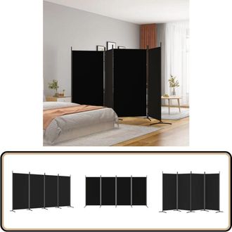 vidaXL Cloison de séparation 4 panneaux Noir 346x180 cm Tissu - Cloison De Séparation - Écran De Confidentialité - Séparateur De Pièce - Rideau Partition