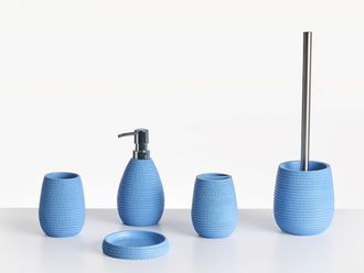 Beliani Badaccessoires Set 5-teilig Kunstharz blau Seiloptik Badausstattung Quilca