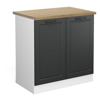 Vicco Meuble bas sous-&eacute;vier R-Line, Anthracite campagne, 80 cm, pt Ch&ecirc;ne