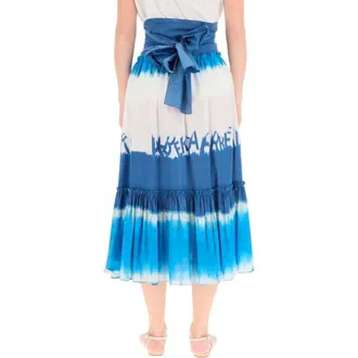 Alberta Ferretti Tie-Dye Cotton Midi Skirt - Blue