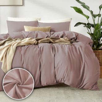 Puredown Bettbez&uuml;ge 250x200cm + 2er Kissenbezug 50x80cm - Mikrofaser Atmungsaktive Superweich, Oeko-Tex Bettw&auml;sche-Sets, 3 Teilig,Rosa