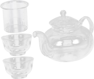 Pretyzoom Glasteekanne-Set Mit Tassen Teekessel F&uuml;r Losen Tee Dekorative Teekanne Und Tee-Ei Praktisches Teegeschirr F&uuml;r Wasser Tee S&auml;fte Und Milchtee