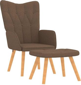 vidaXL Chaise de relaxation avec tabouret Marron Tissu Vidaxl