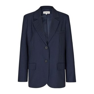 Lollys Laundry &Eacute;l&eacute;gant Blazer &agrave; Rayures Bleu Marine Fonc&eacute; - Femme - Vestes - Bleu - Taille: 36 FR