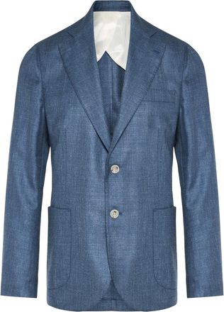 Barba Homme, Vestes, Bleu, Taille: 4XL Veste Laine/Soie/Lin
