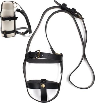 Generic Getränkehalter Aus Leder, 1 Stück, Verstellbarer Getränkeflaschenhalter Aus Leder, Tragbarer Becherhalter Riemen Für Spaziergänge, Wandern, Camping