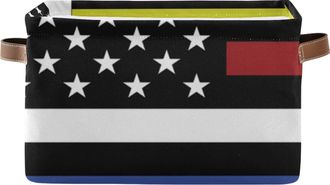 Mnsruu Großer faltbarer Aufbewahrungskorb, Amerika-Flagge mit farbigen Linien, Aufbewahrungsboxen aus Stoff mit Griffen für Schrank und Badezimmer