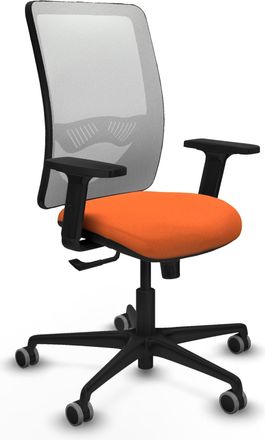 Piqueras y Crespo B&uuml;ro-Rollstuhl Zulema mit 2D-Armen, h&ouml;henverstellbare Lendenwirbelst&uuml;tze, ausgestattet mit Sincro 3 Positionen und Schneideschaum, Wei&szlig;/Orange