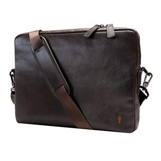 Torro sac pour ordinateur portable - Sacoche bandoulière en cuir véritable compatible avec ordinateur portable 13 pouces / 14 pouces ou MacBook (Marron Fonc