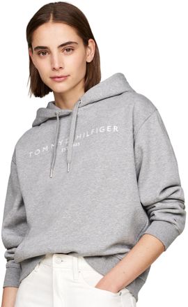 Tommy Hilfiger Damen Hoodie mit Logo, Grau (Medium Heather Grey), XXS