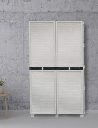 Dmora Namur Outdoor-Garderobe, Mehrzweckschrank, W&auml;scheschrank, Outdoor-Schrank, 100 % Made in Italy, Hellgrau, 100 x 39 x 172 cm