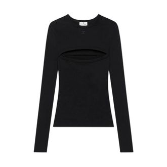 Courr&egrave;ges Femme, Tops, Noir, Taille: 40 FR T-shirt Manches Longues Slash
