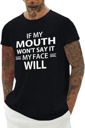 Generic T-shirt amusant pour homme - T-shirt &agrave; manches courtes et col rond imprim&eacute; lettre d&eacute;t&eacute; tendance basique d&eacute;contract&eacute; coupe r&eacute;guli&egrave;re vacances quotidien