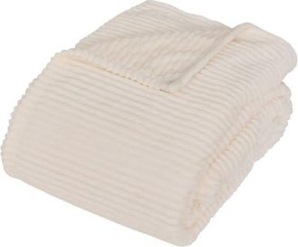 Atmosphera Atmosphera - Plaid Flanelle c&ocirc;tel&eacute; Arum Ivoire 240x220cm