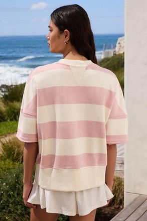 Next Sweater Gestreiftes Padel-Sweatshirt mit kurzen &Auml;rmeln (1-tlg)