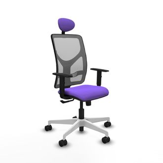 Piqueras y Crespo Basic-B&uuml;rostuhl mit 1D-Armlehnen, h&ouml;henverstellbarer Lendenwirbelst&uuml;tze und festem Kopfteil, ausgestattet mit 3 Positionen und Schneidschaum, Grau/Lil