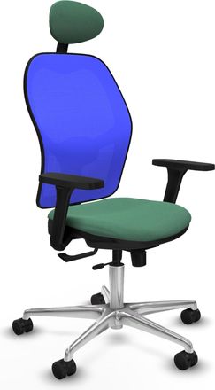 Piqueras y Crespo Ergonomischer Stuhl mit Kopfst&uuml;tze mit 3D-Armen, h&ouml;henverstellbarer Lendenwirbelst&uuml;tze und festem Kopfteil, ausgestattet mit Syncro/Traslack und injiz