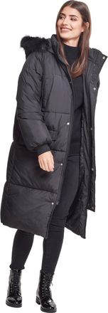 Urban Classics Damen Ladies Oversize Faux Fur Puffer Coat Jacke,per Pack Schwarz (blk/blk 00017),XX-Large (Herstellergröße:XXL)