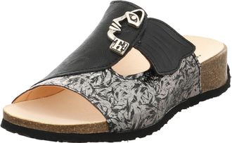 Think Think Mizzi Damen chromfrei gegerbte nachhaltige Pantolette, Silver/Kombi 9240, 42 EU
