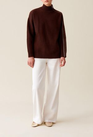Claudie Pierlot Pull col montant zipp&eacute; marron