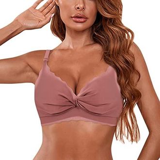 Generic Soutien-gorge push-up sexy sans anneau en acier pour femme, petite poitrine r&eacute;glable 2026, rouge past&egrave;que, 105C