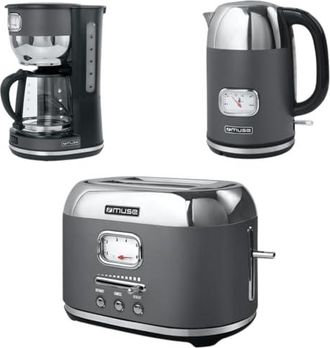 Muse Muse Perfektes Frühstücks-Set: Kaffeegenuss, Tee und knusprige Toasts - Kaffeemaschine, Wasserkocher und Toaster im praktischen Bundle für Ihren Morge
