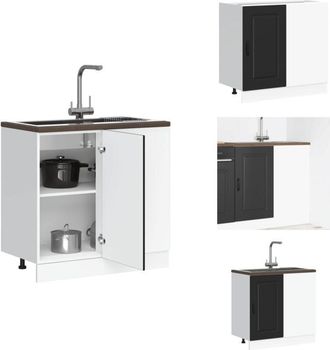 vidaXL K&uuml;chenunterschrank Kalmar Schwarz Holzwerkstoff - K&uuml;chenunterschrank - K&uuml;chenunterschr&auml;nke - Sp&uuml;lenunterschrank - Unterschrank F&uuml;r K&uuml;che