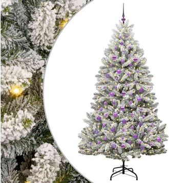 vidaXL K&uuml;nstlicher Weihnachtsbaum Gr&uuml;n und Wei&szlig; 210 cm PVC und Metall vidaXL