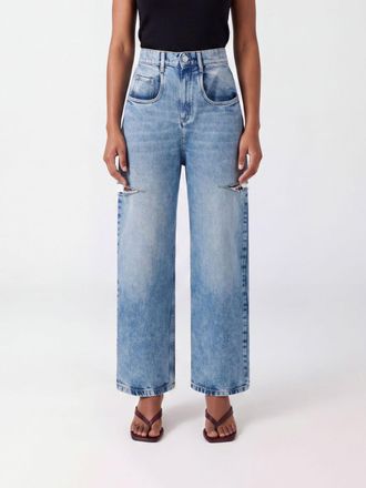 Maison Margiela Jean large taille haute en denim &agrave; effet us&eacute;