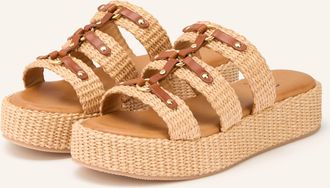 &Egrave; Mia &Egrave; Mia Plateau-Pantoletten Mit Nieten beige