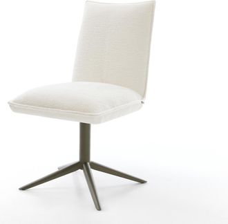 DELIFE Drehstuhl Lelio-Flex Boucl&eacute; Soft Beige Fu&szlig;kreuz Effektfinish Titan 360&deg; drehbar Wippfunktion Taschenfederkern, Esszimmerst&uuml;hle