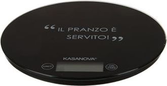 KASANOVA 1 Digitale K&uuml;chenwaage, runde schwarze Schrift, ABS-Kunststoff Glas Elektronische Komponenten, blacks