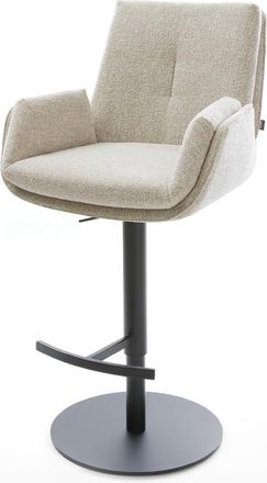 DELIFE Barstuhl Clea-Flex Webstoff Soft Beige Drehfu&szlig; h&ouml;henverstellbar Metall Schwarz, Barst&uuml;hle