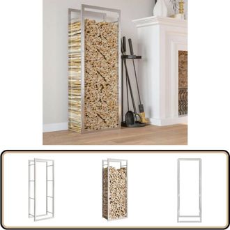 vidaXL Portant de bois de chauffage 50x28x132 cm acier inoxydable - Support à Bois - Porte-bûches - Rangement Bois - Abri à Bûches - Cheminée - Home & Living